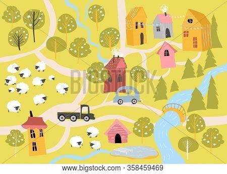 Cute Little Village Vector & Photo (Free Trial) | Bigstock