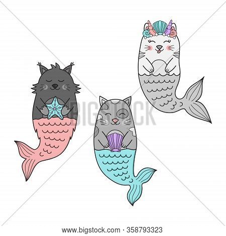 Cute Mermaid Cat Vector & Photo (Free Trial) | Bigstock