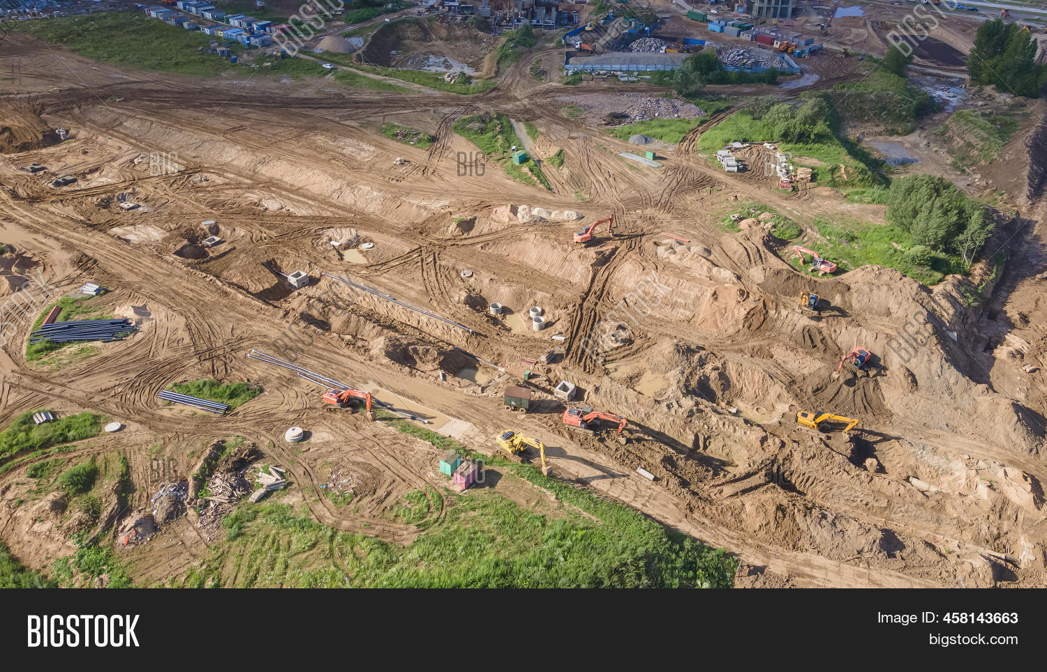 Aerial View Excavators Image & Photo (Free Trial) | Bigstock