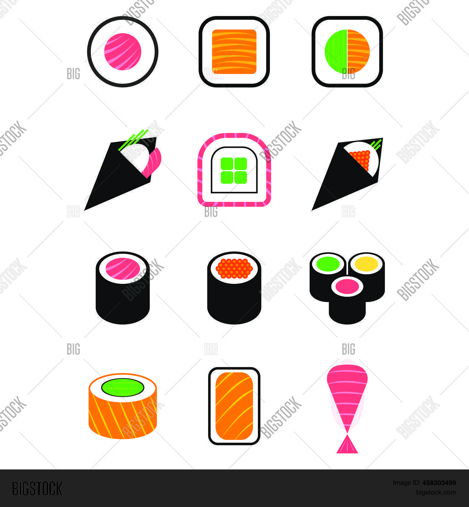 Sushi Icon Set. Sushi Vector & Photo (Free Trial) | Bigstock