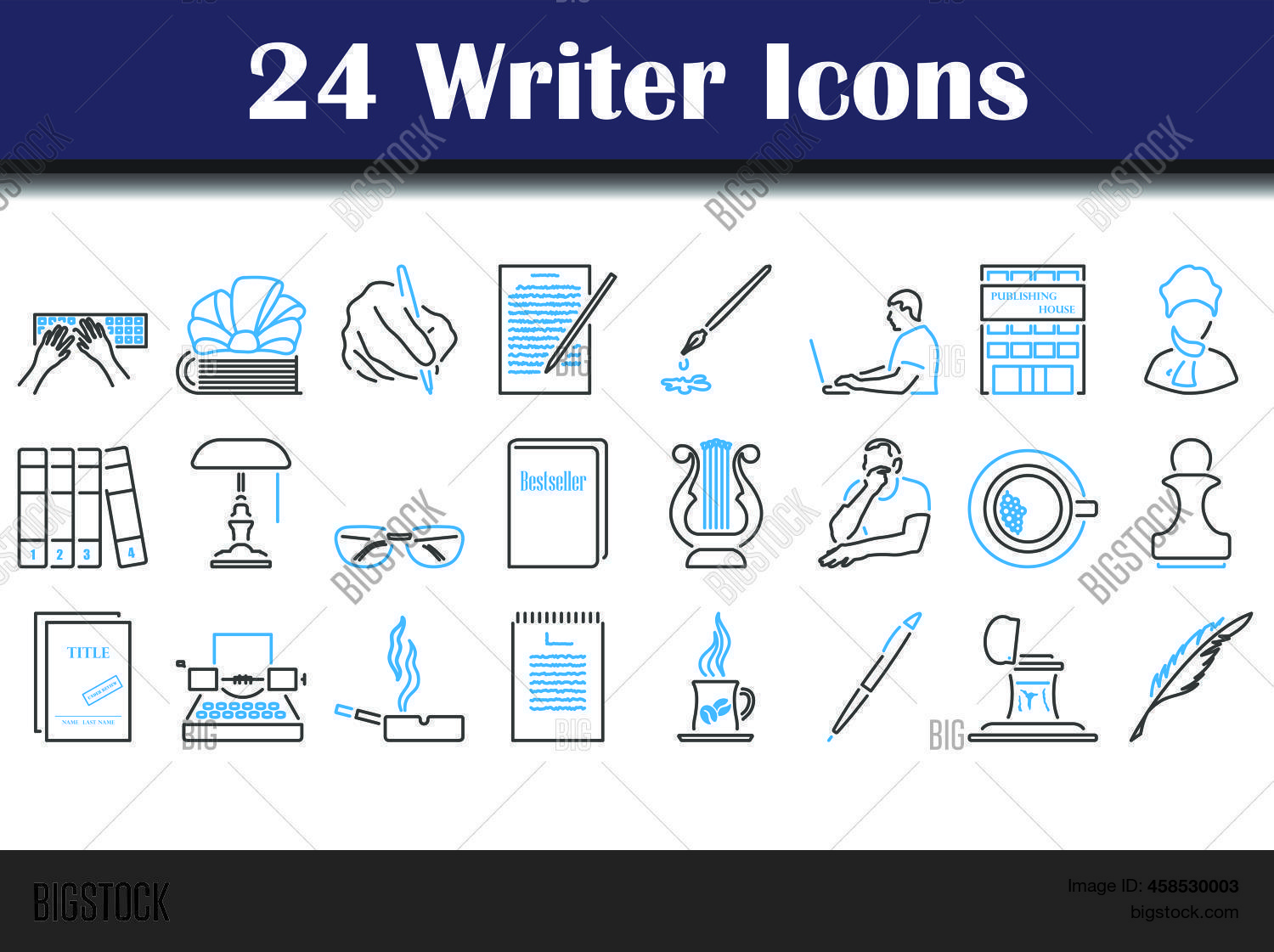 Writer Icon Set. Vector & Photo (Free Trial) | Bigstock