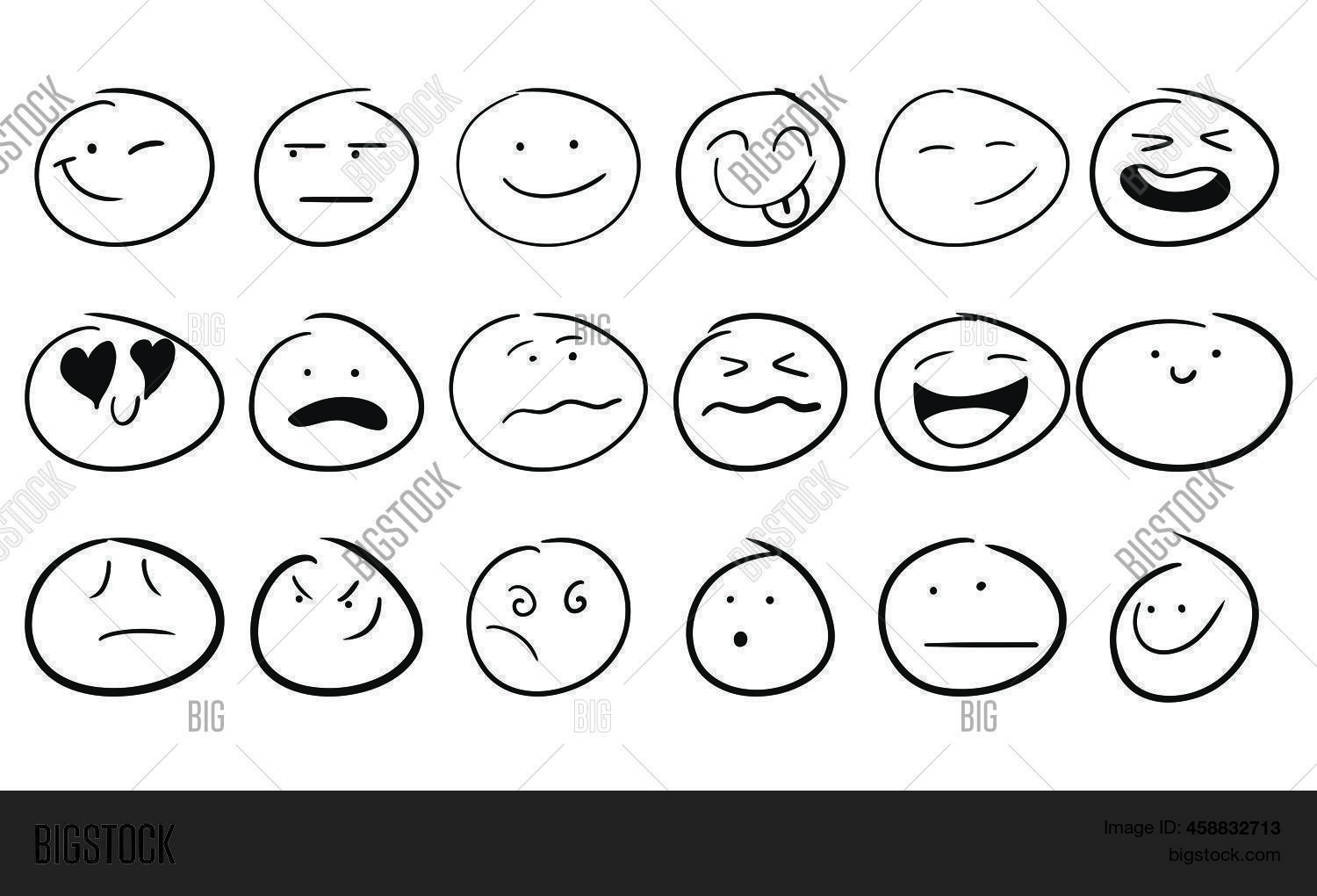 Smile Handdrawn Face Vector & Photo (Free Trial) | Bigstock