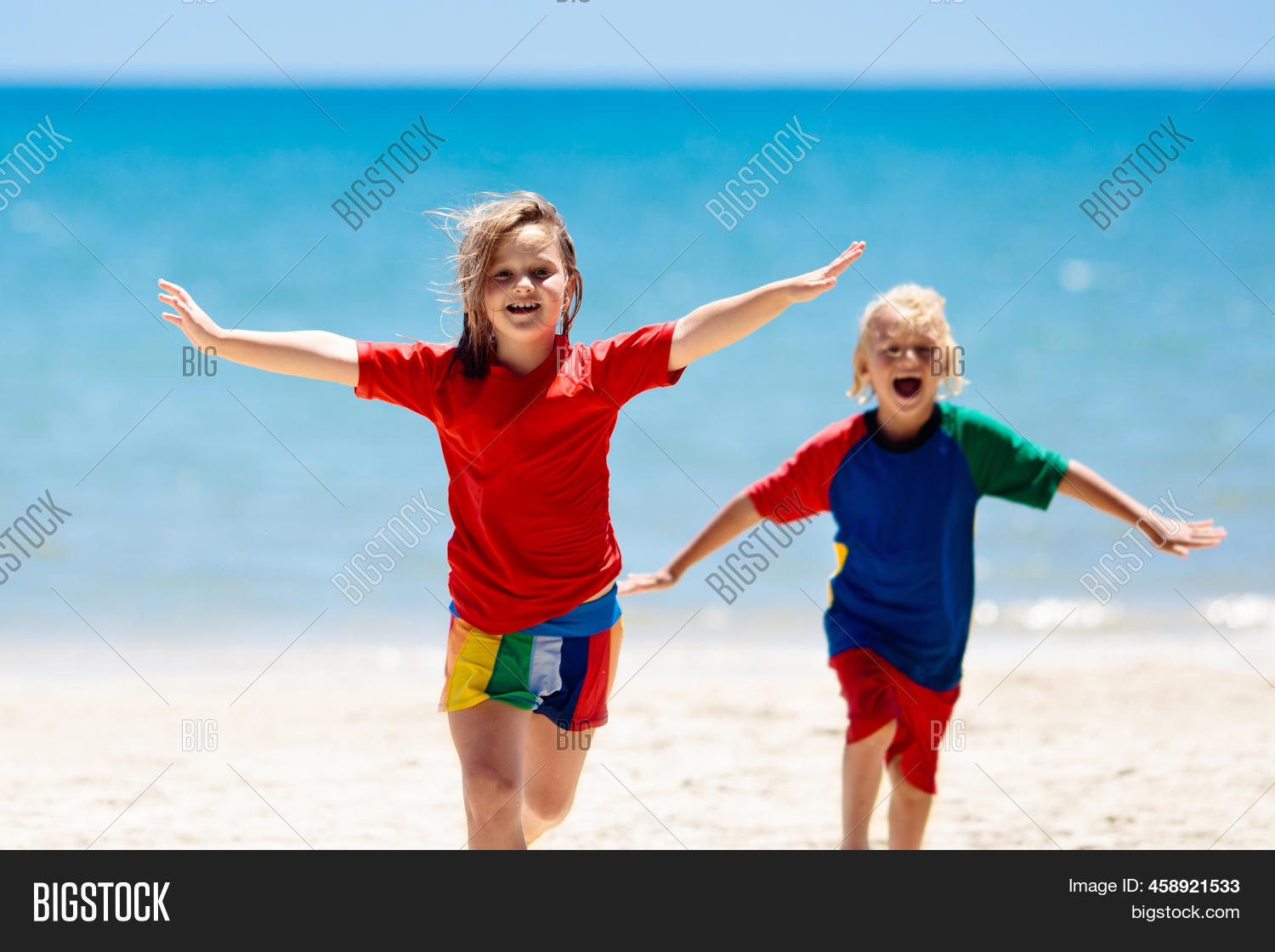 Kids Playing On Beach Image & Photo (Free Trial) | Bigstock
