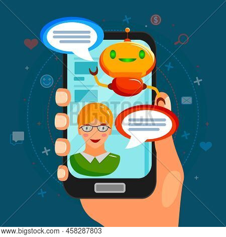 Chat Bot Flat Vector & Photo (Free Trial) | Bigstock