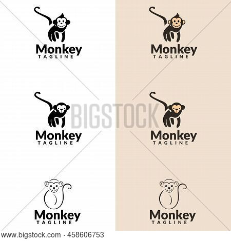 Vector Logo Set With Monkey. Suitable For Company Logo, Print, Digital ...