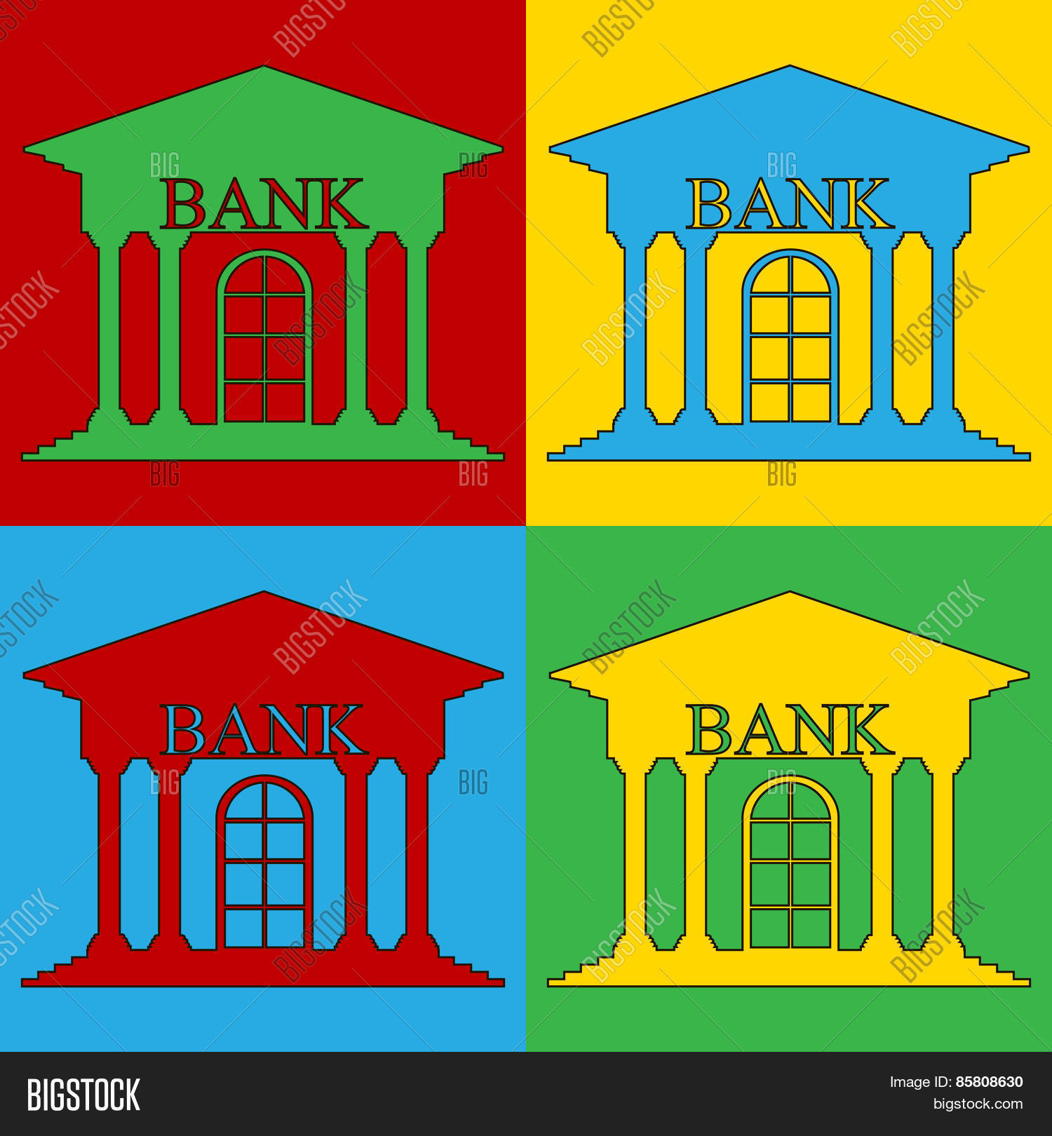 Pop Art Bank Symbol Vector & Photo (Free Trial) | Bigstock