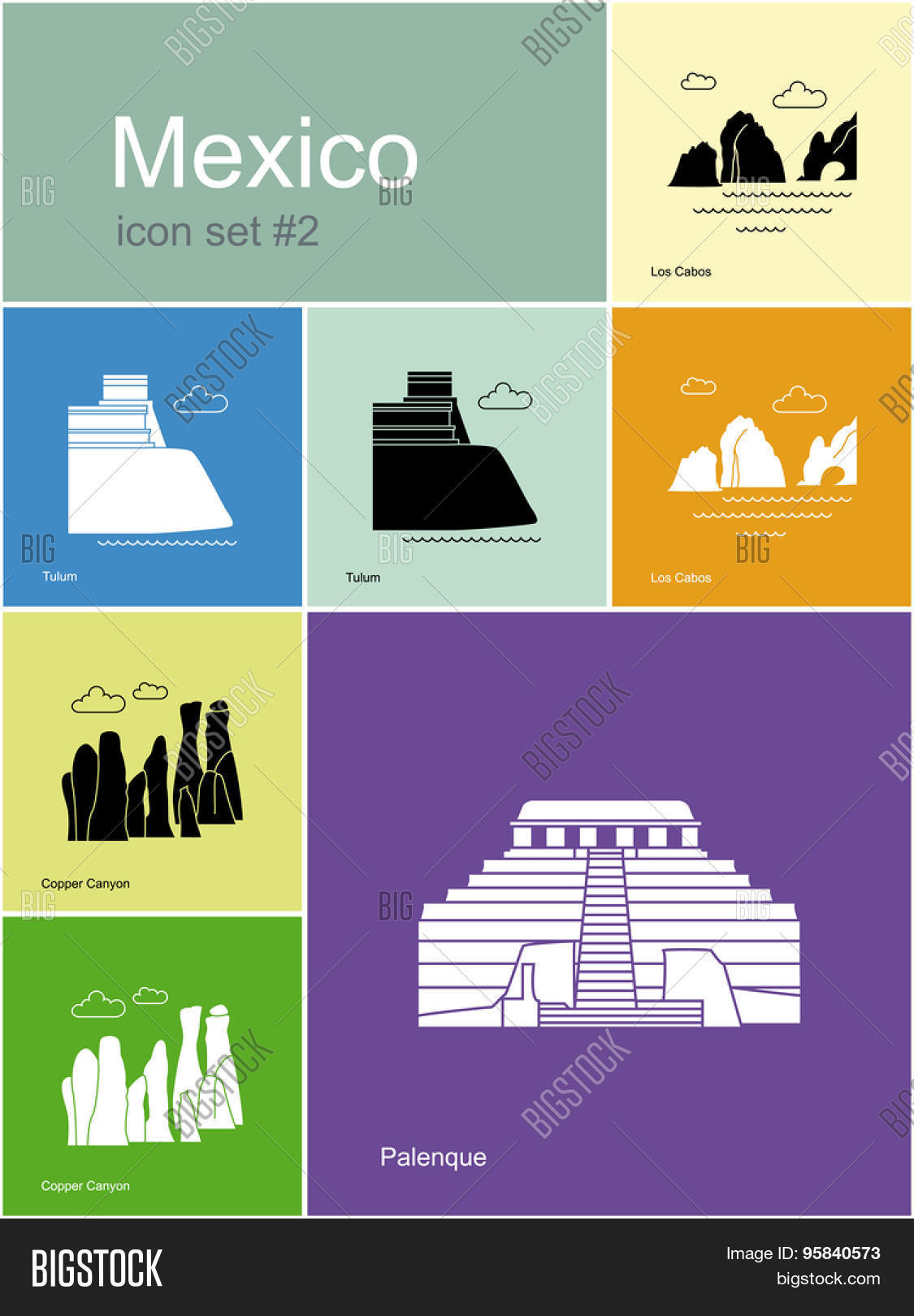 Landmarks Mexico. Set Image & Photo (Free Trial) | Bigstock