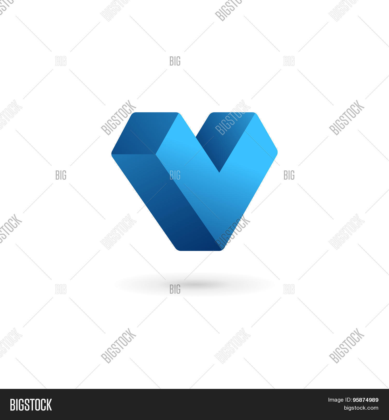 Letter V Heart Logo Vector & Photo (Free Trial) | Bigstock
