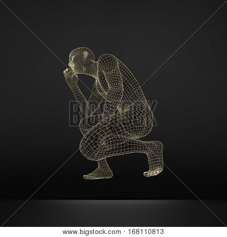 Man Thinker Pose. 3D Vector & Photo (Free Trial) | Bigstock