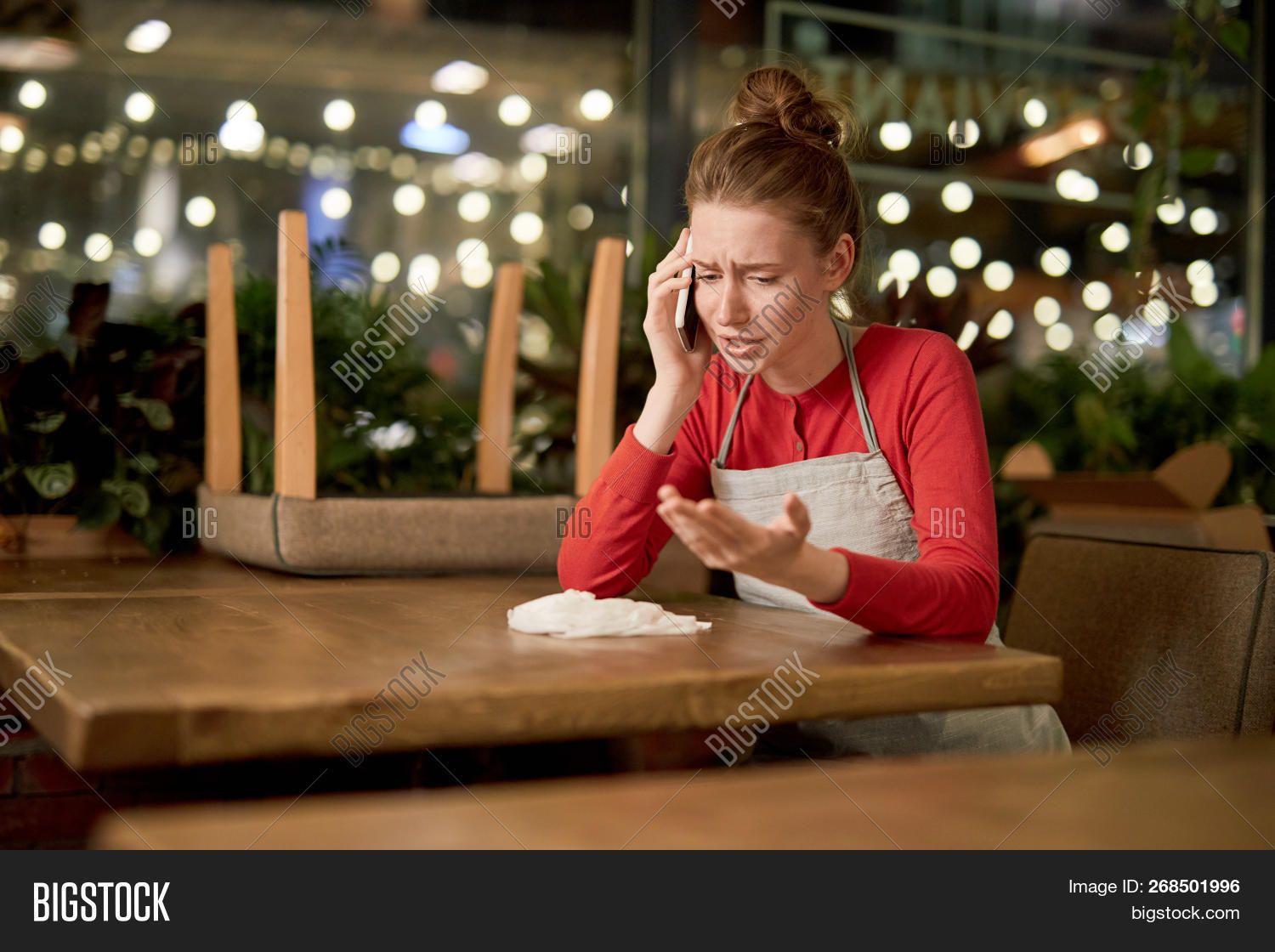 Upset Waitress Sitting Image & Photo (Free Trial) | Bigstock