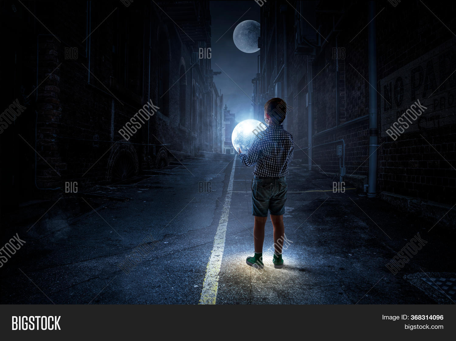 Boy Holding Moon Night Image & Photo (Free Trial) | Bigstock