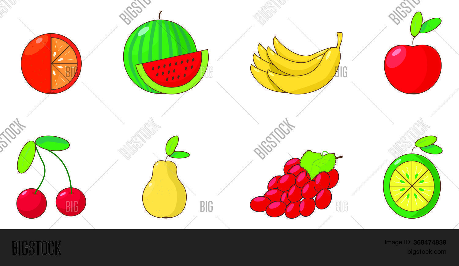 Set Ripe Fruits Vector & Photo (Free Trial) | Bigstock
