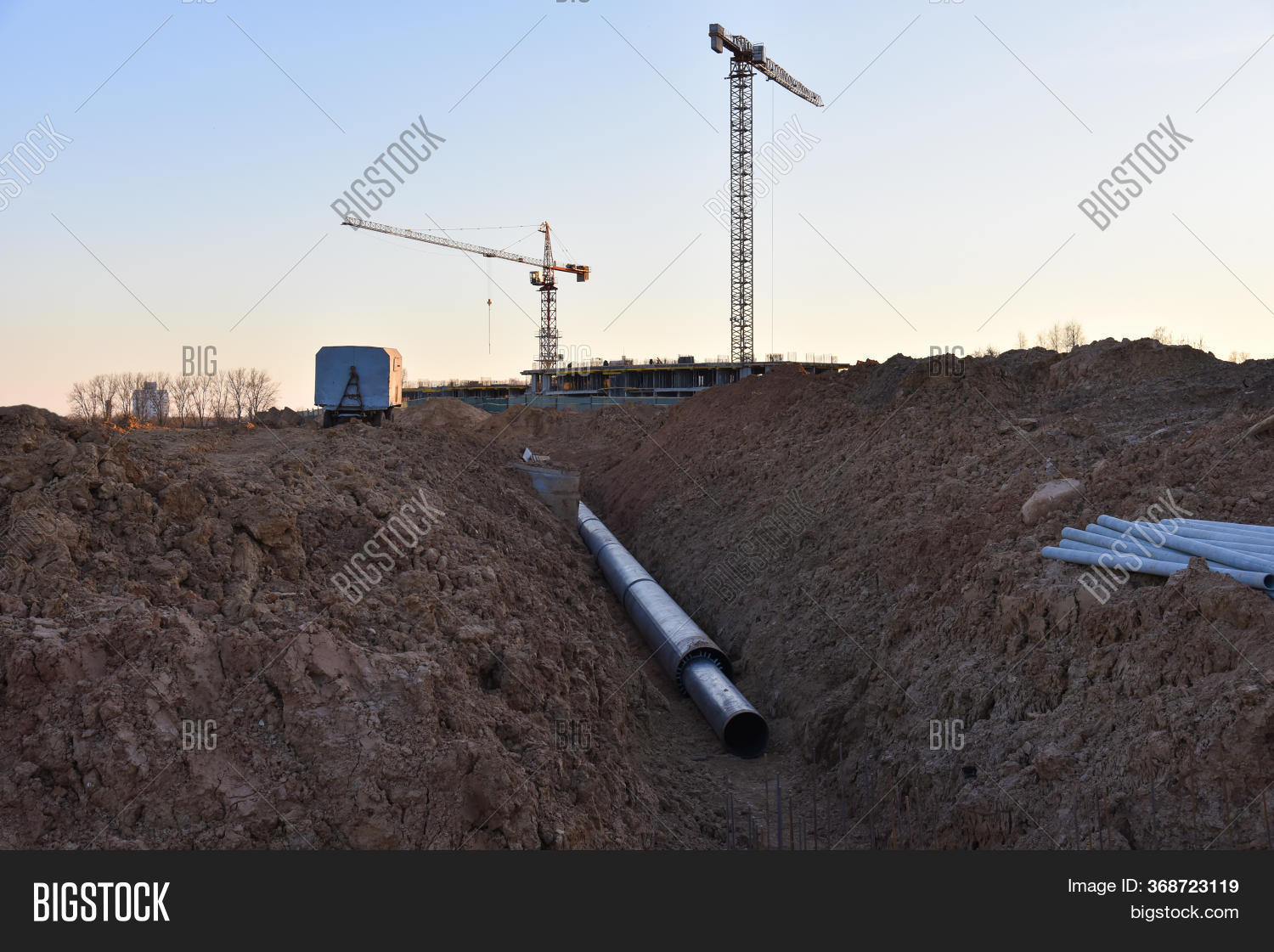 Sewer Pipes Laying Image & Photo (Free Trial) | Bigstock