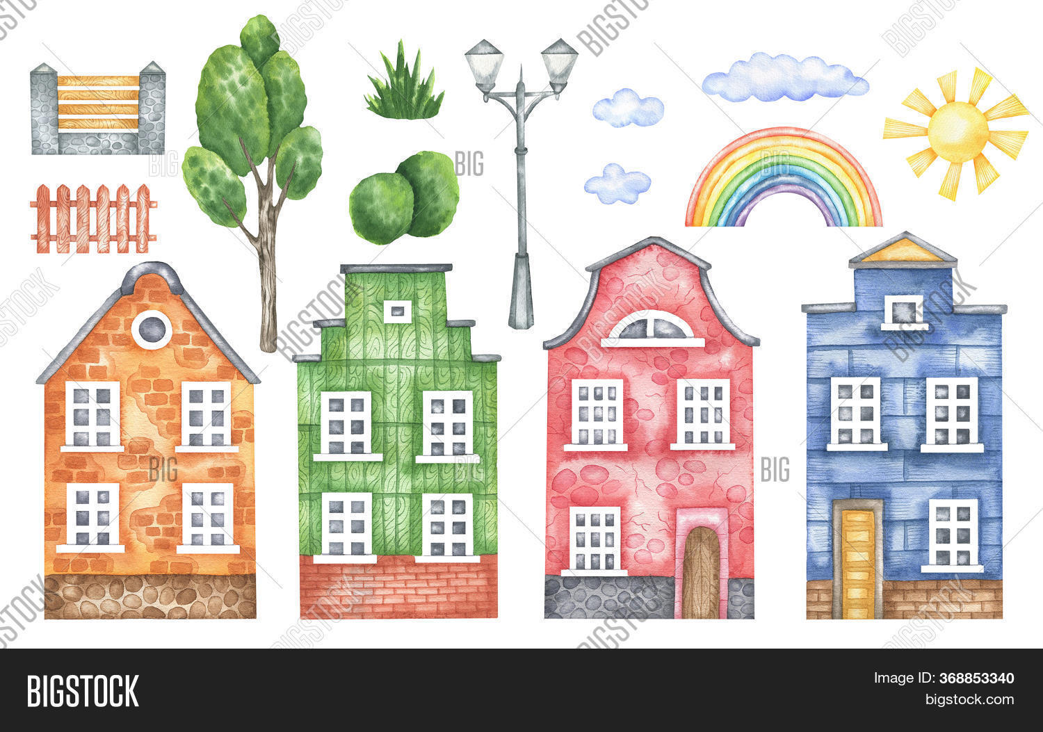 Set Colored Houses Image & Photo (Free Trial) | Bigstock