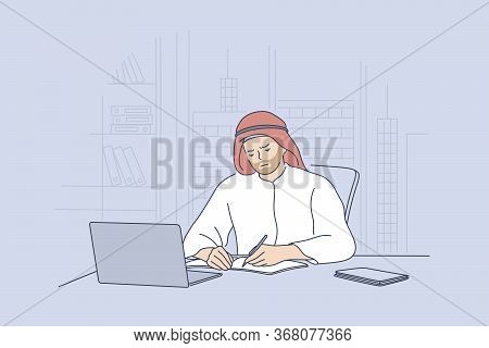 Arab Man Working Vector & Photo (Free Trial) | Bigstock