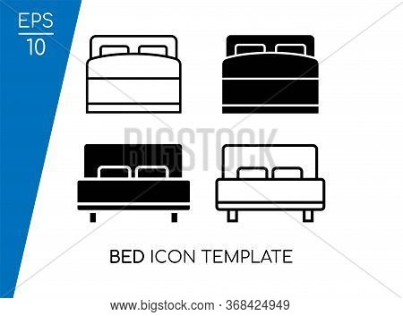 Simple Bed Icon Set Vector & Photo (Free Trial) | Bigstock
