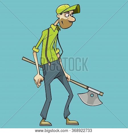Cartoon Man Ax His Vector & Photo (Free Trial) | Bigstock