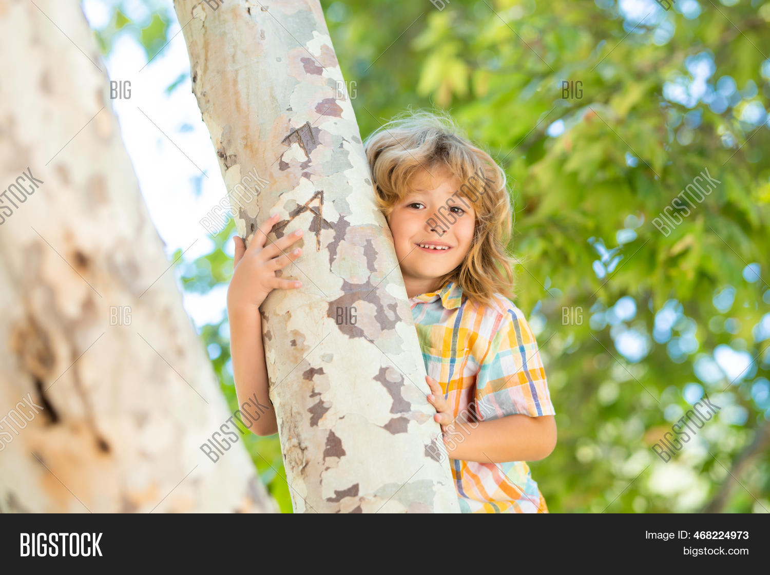 Child Hugging Tree Image & Photo (Free Trial) | Bigstock