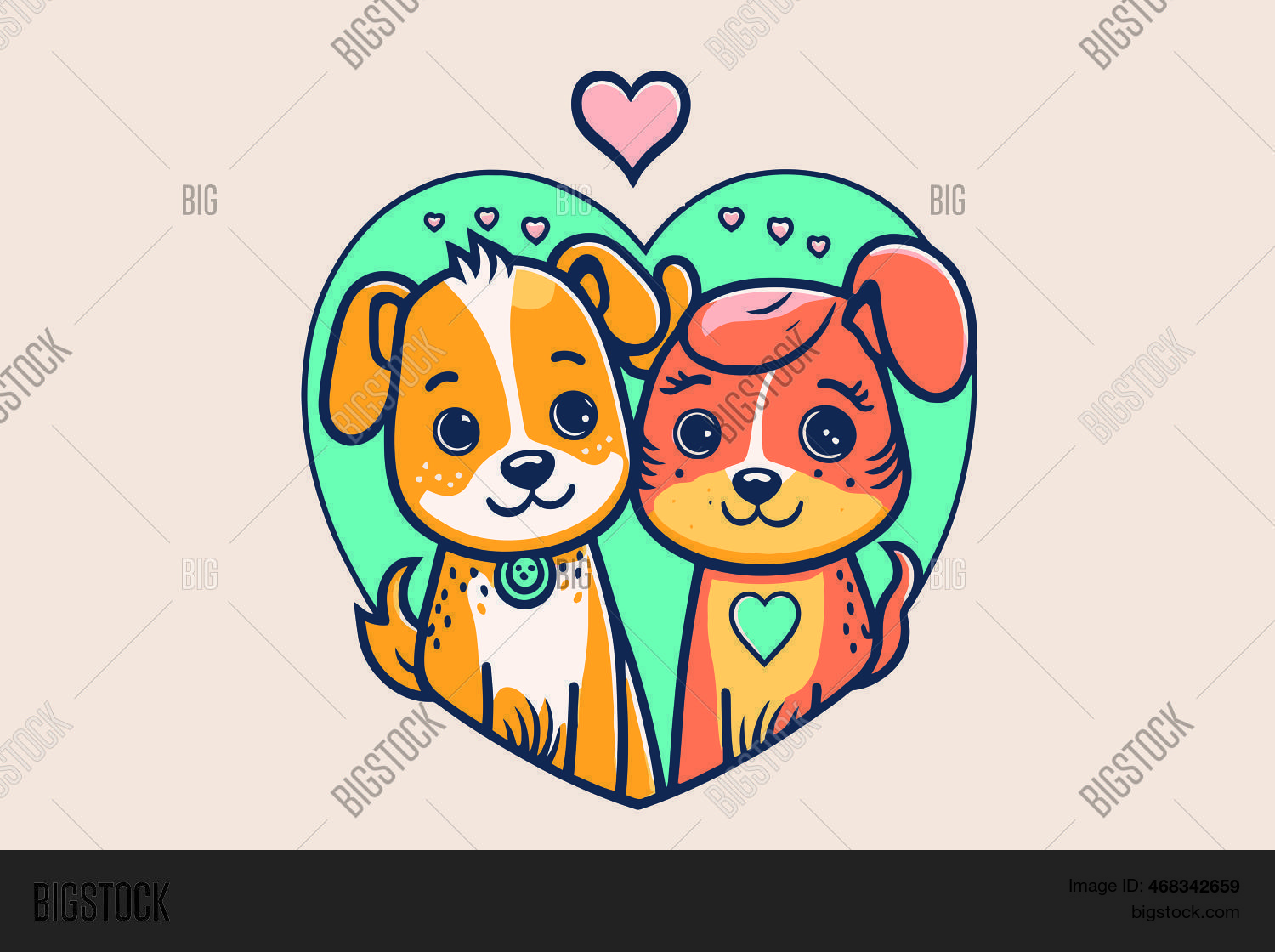 Cute Couple Dogs Love Vector & Photo (Free Trial) | Bigstock