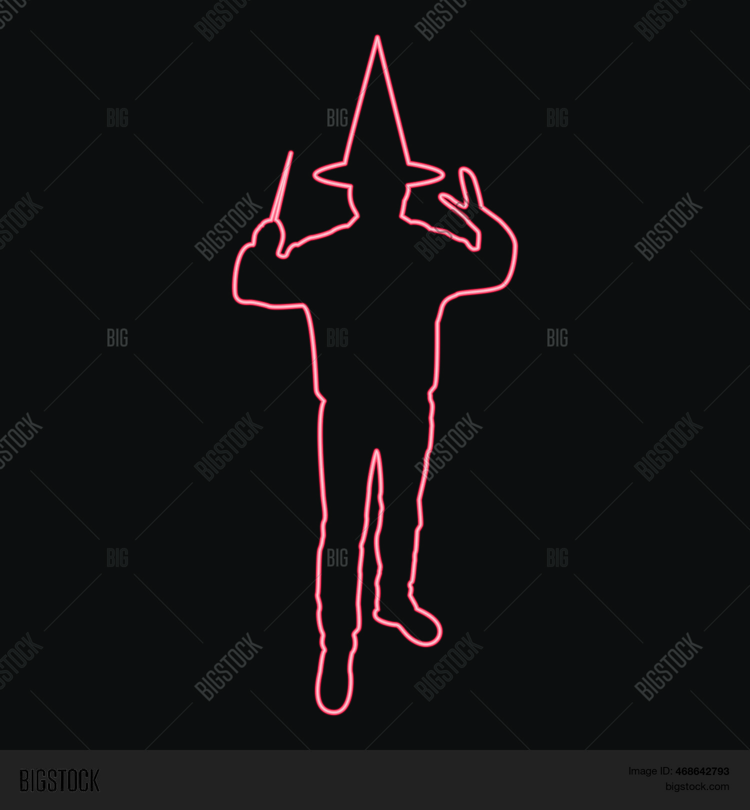 Neon Wizard Holds Vector & Photo (Free Trial) | Bigstock