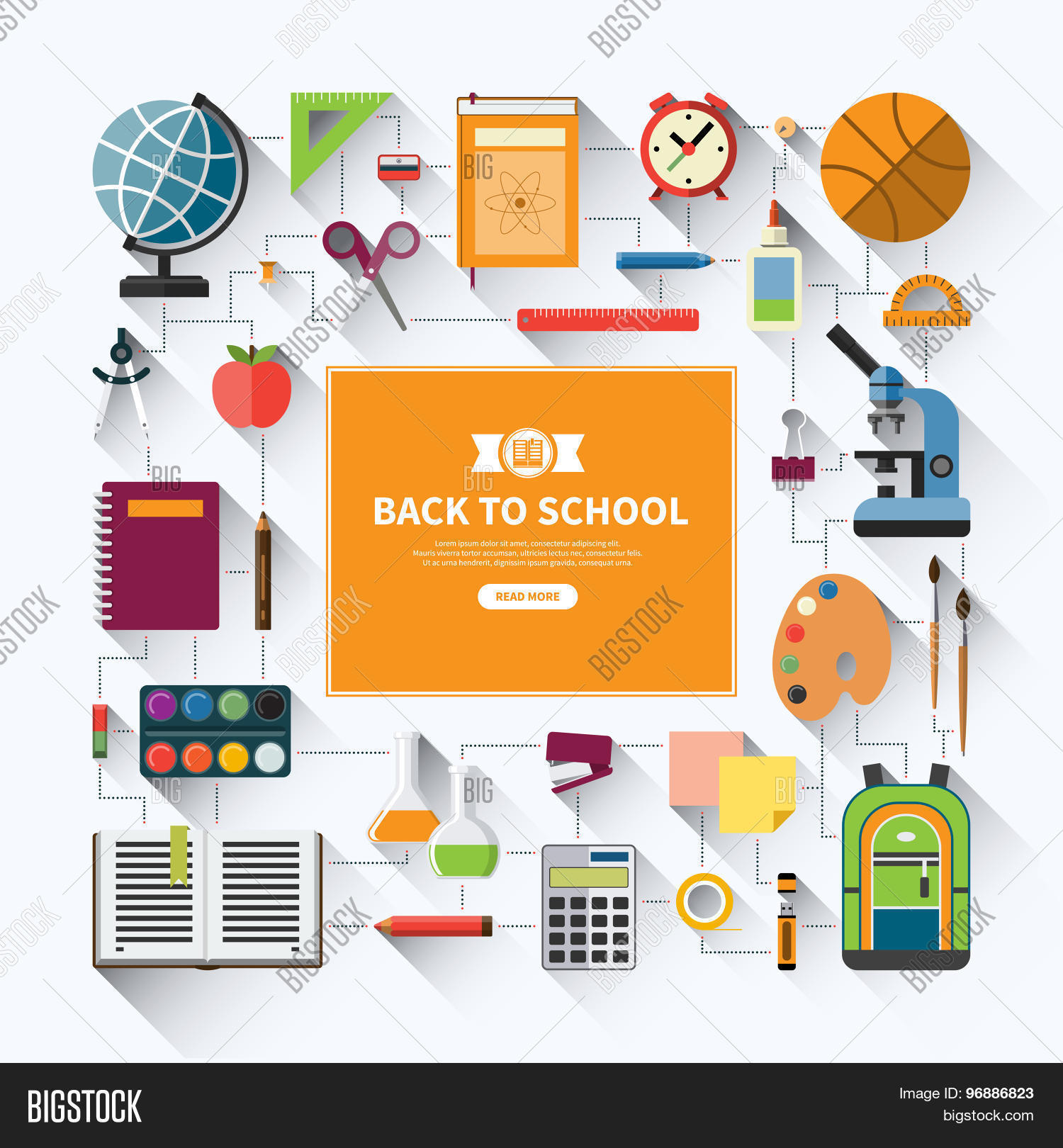 Back School Flat Vector & Photo (Free Trial) | Bigstock