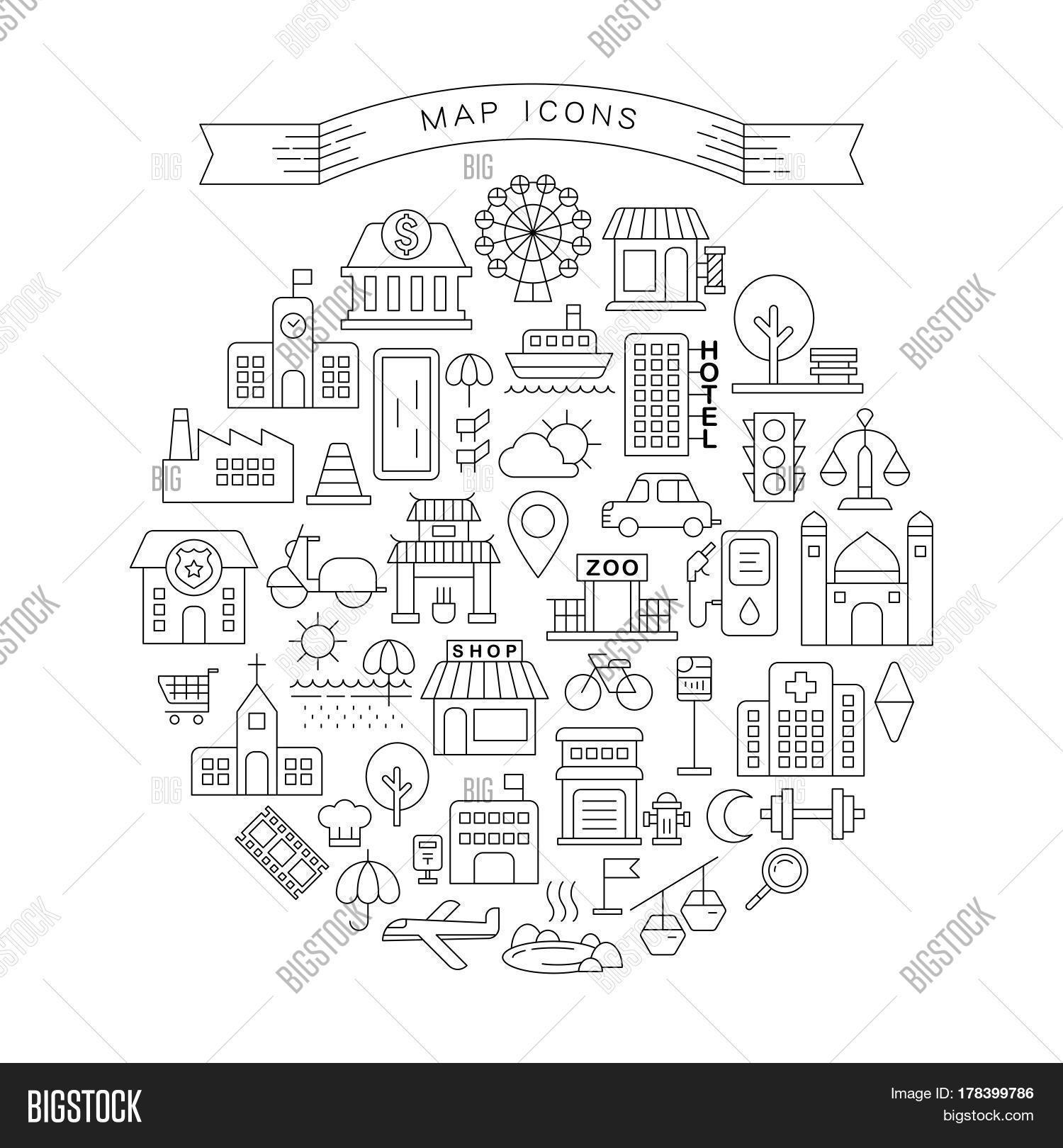 Map Icons Collections Vector & Photo (Free Trial) | Bigstock