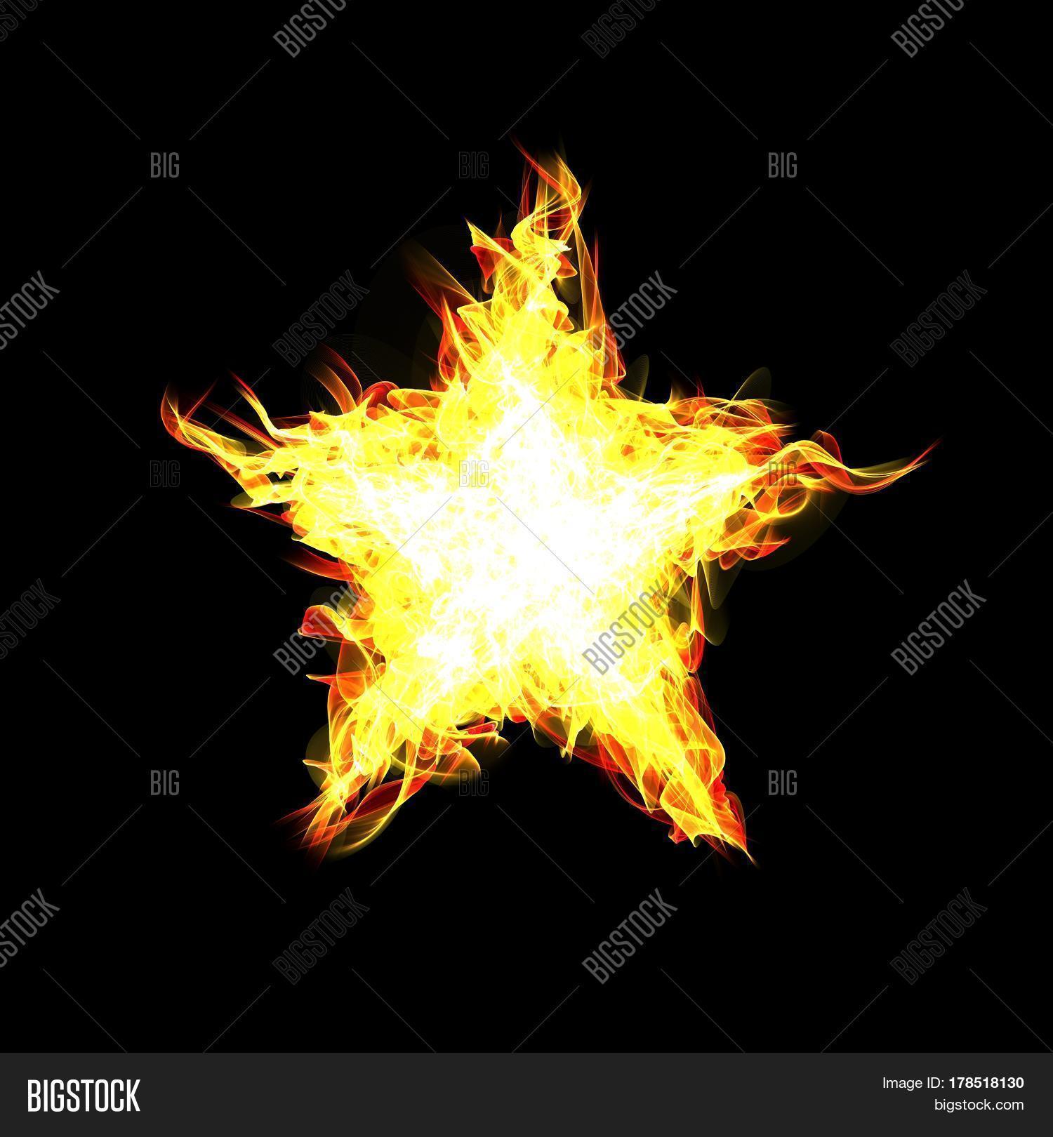 Fire Star On Black Image & Photo (Free Trial) | Bigstock