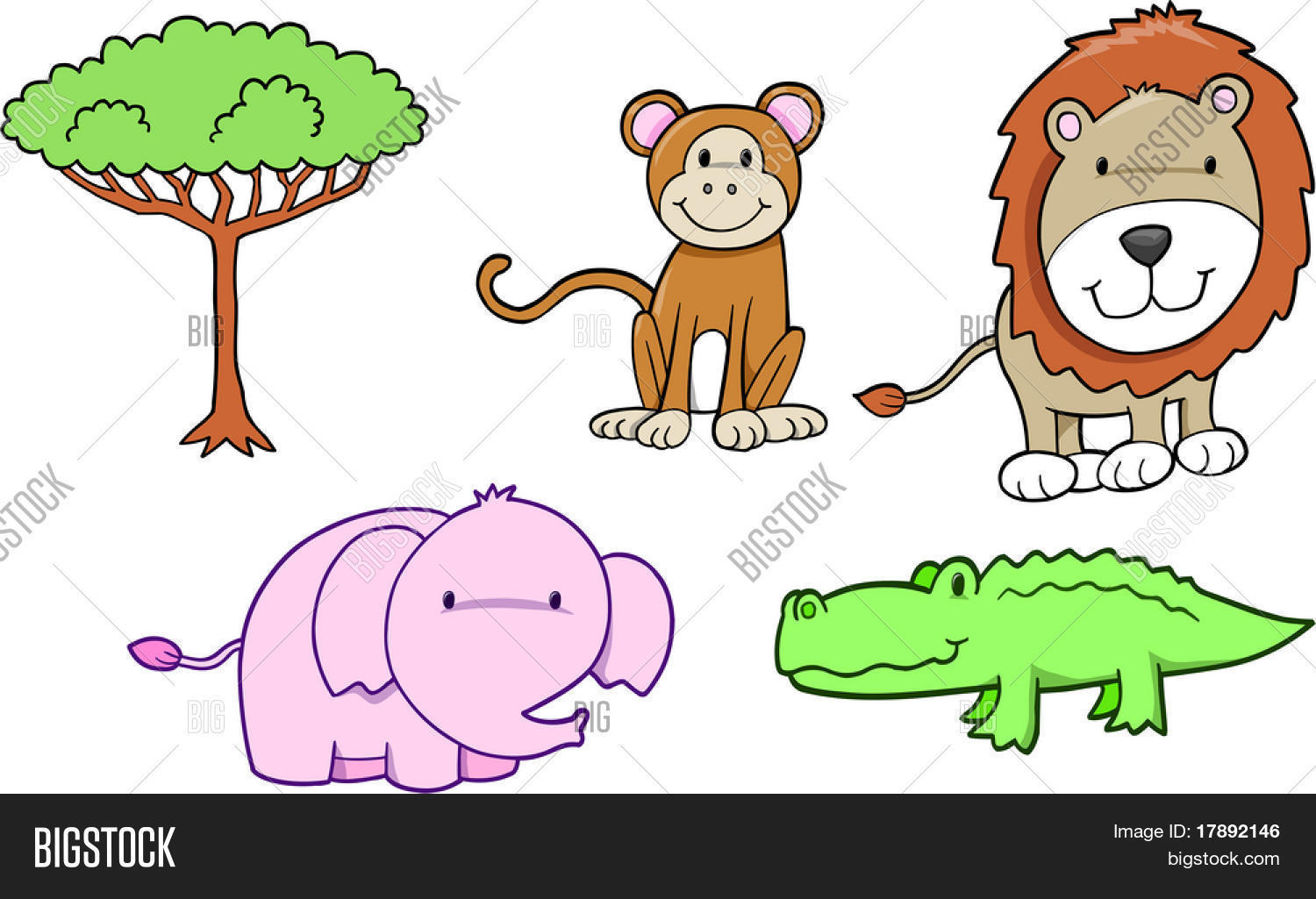 Cute Safari Set Vector & Photo (Free Trial) | Bigstock