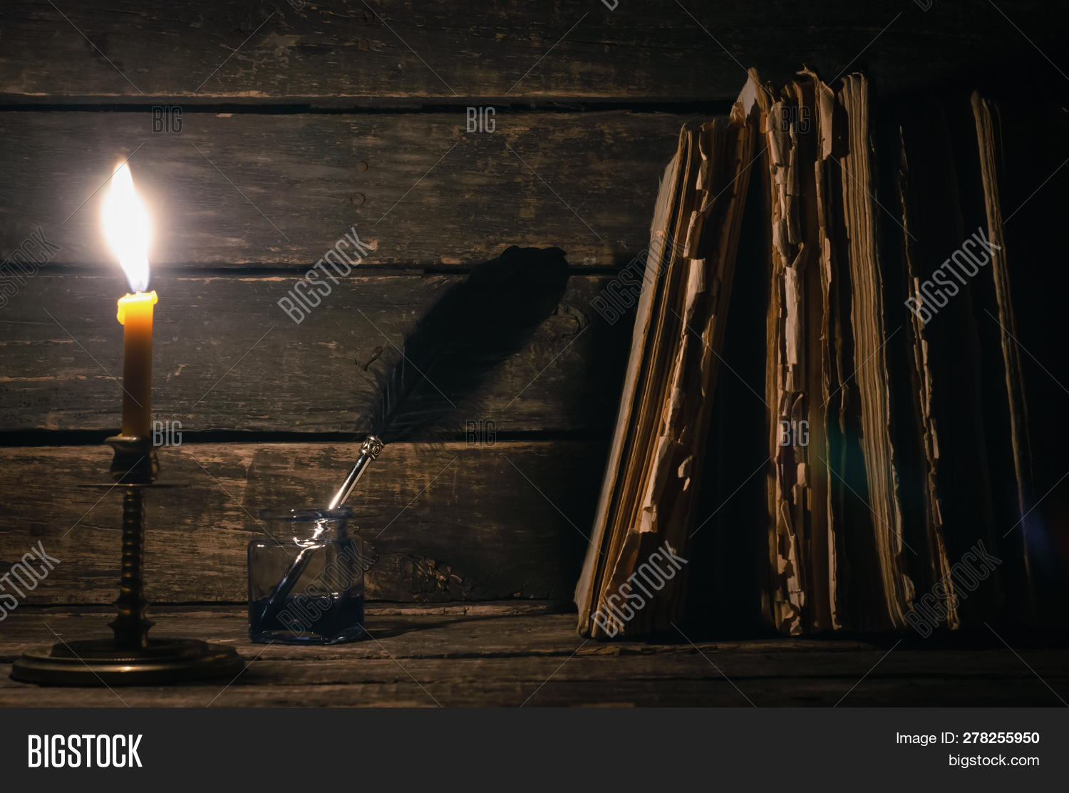 Quill Pen Inkpot Stack Image & Photo (Free Trial) | Bigstock