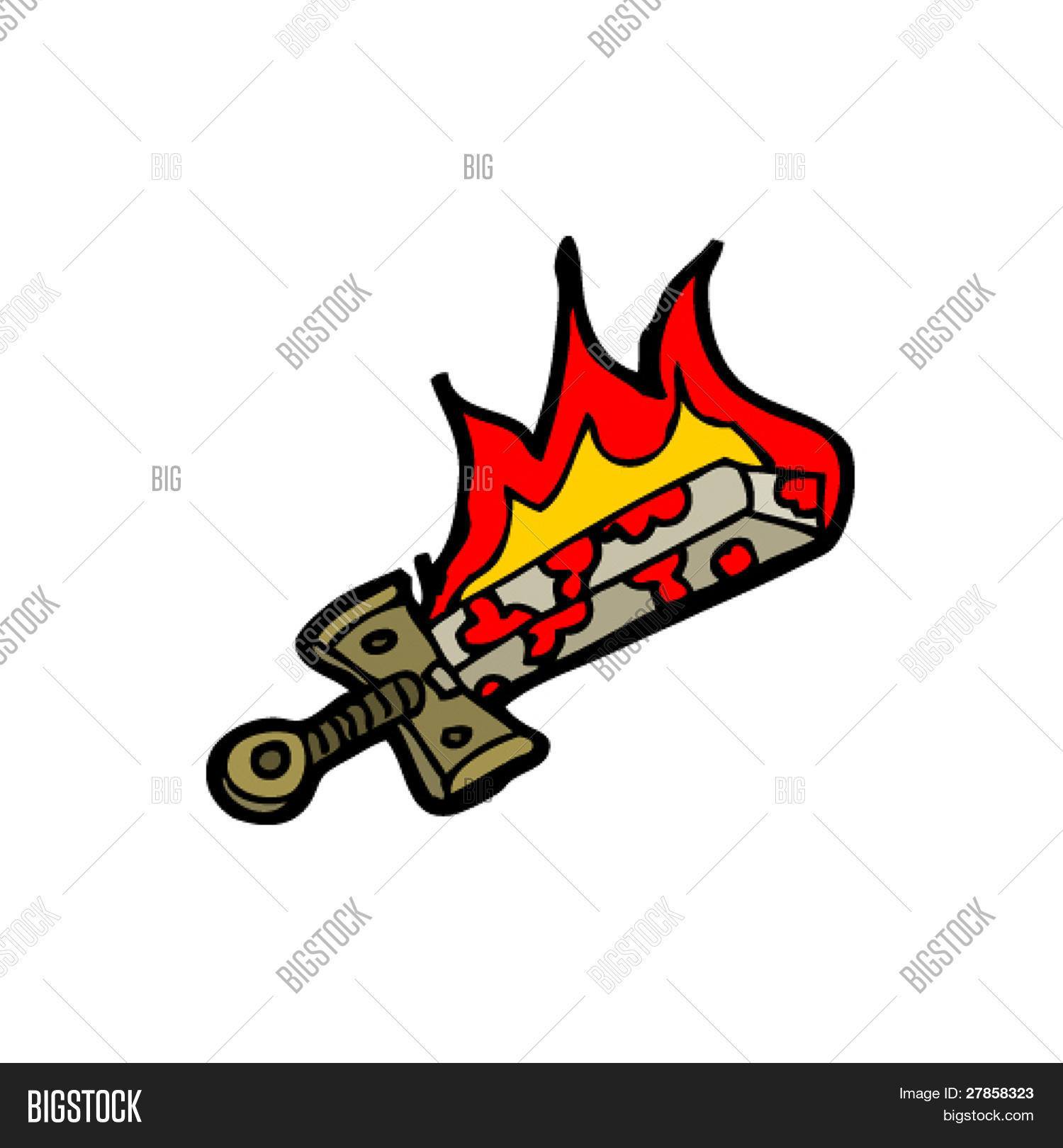 Flaming Sword Cartoon Vector & Photo (Free Trial) | Bigstock