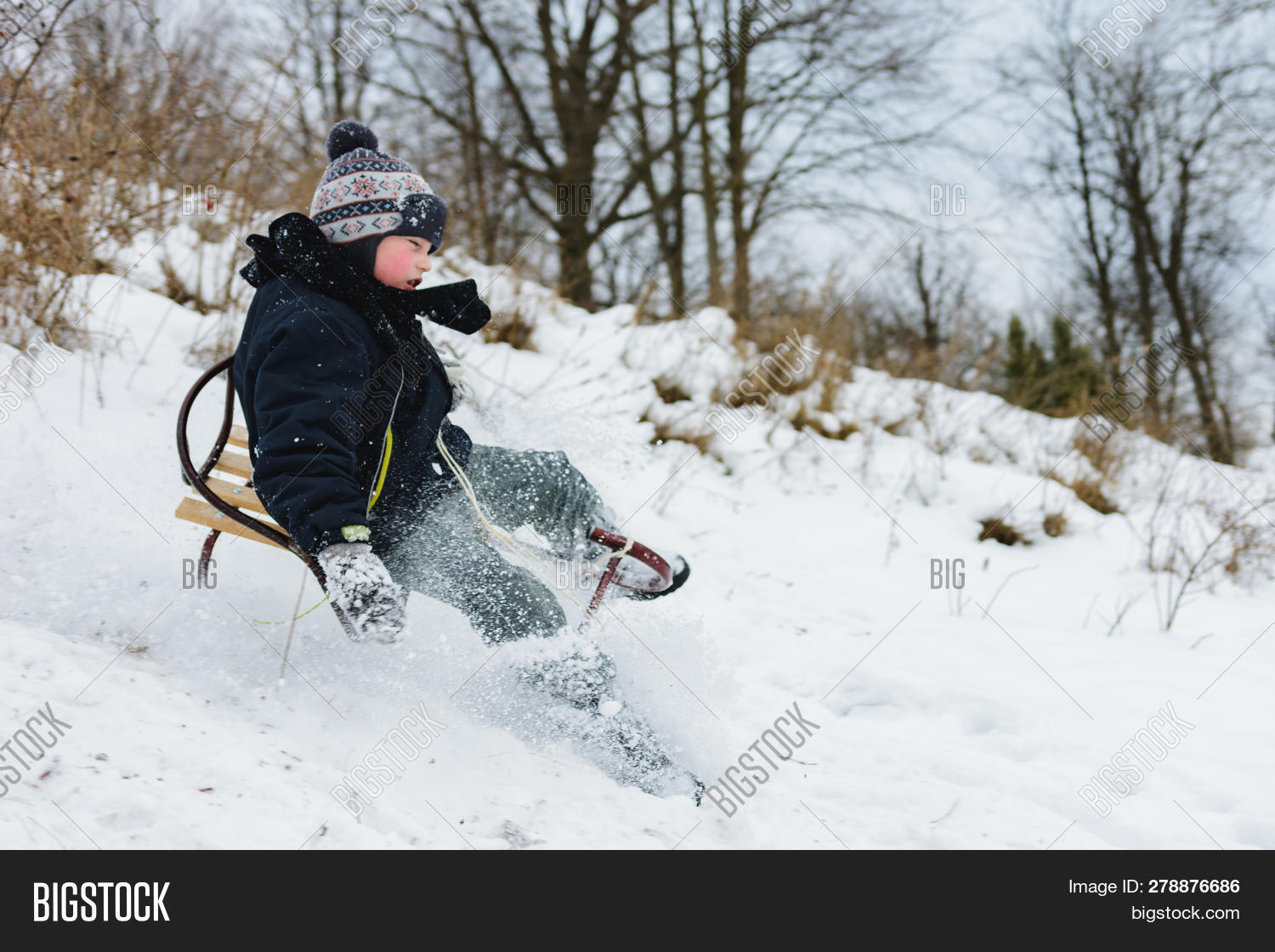 Child Tries Stay Sled Image & Photo (Free Trial) | Bigstock