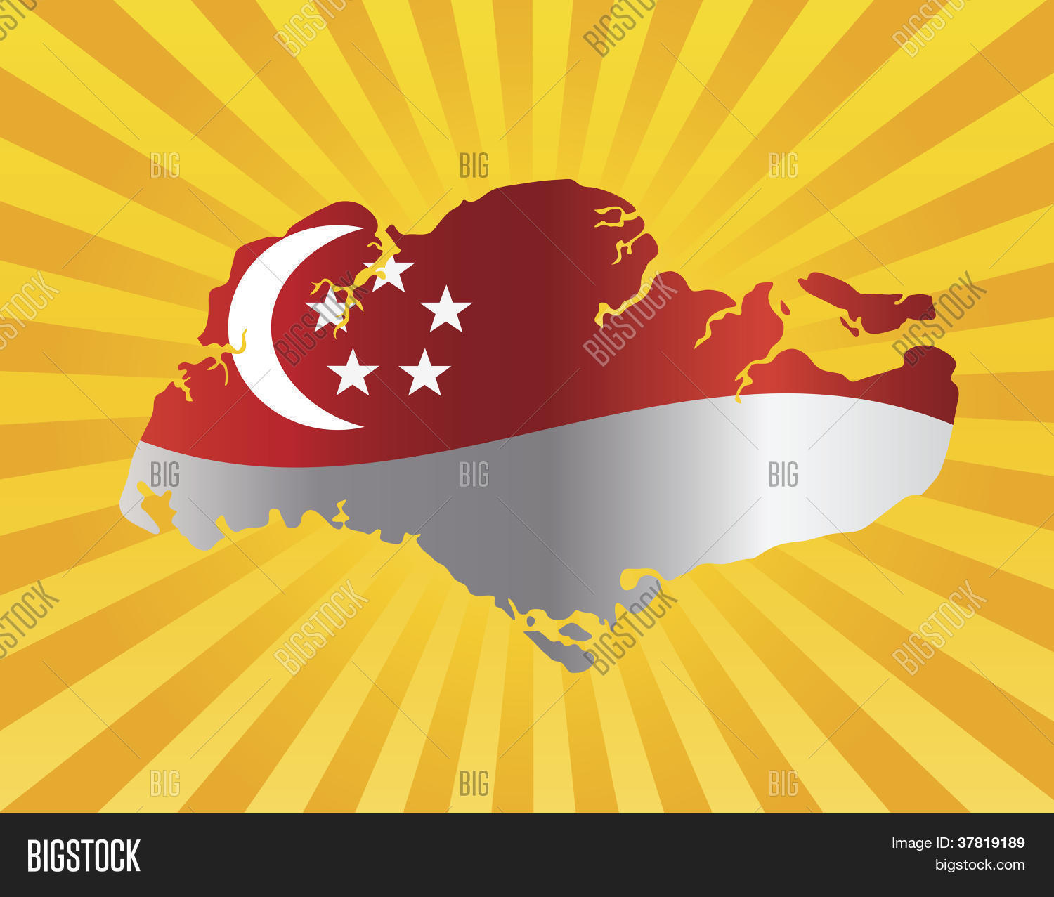 Singapore Flag Map Vector & Photo (Free Trial) | Bigstock