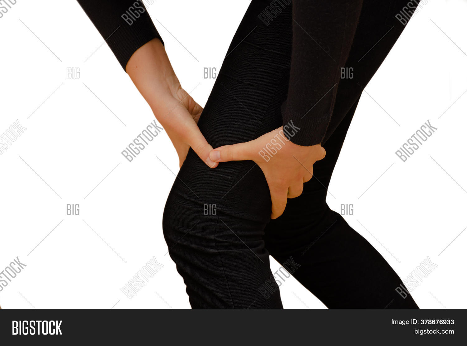 Woman Holds Sore Leg Image & Photo (Free Trial) | Bigstock
