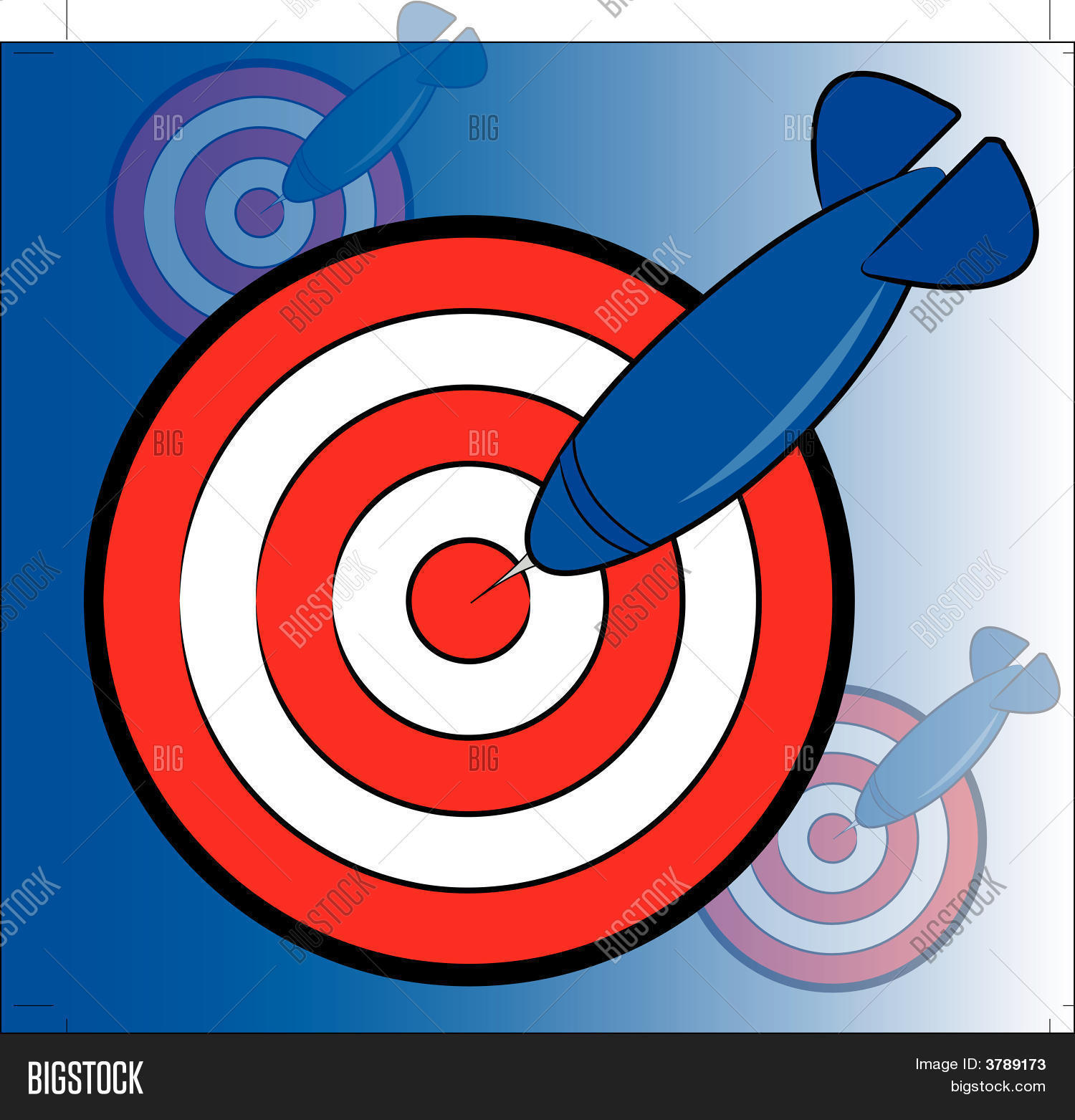 Dart Bullseyes Blue Vector & Photo (Free Trial) | Bigstock