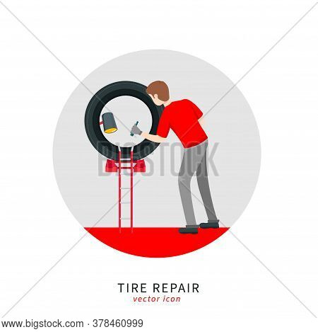 Mechanic In A Garage Sign. Wheels And Tyre Fitting Service ...