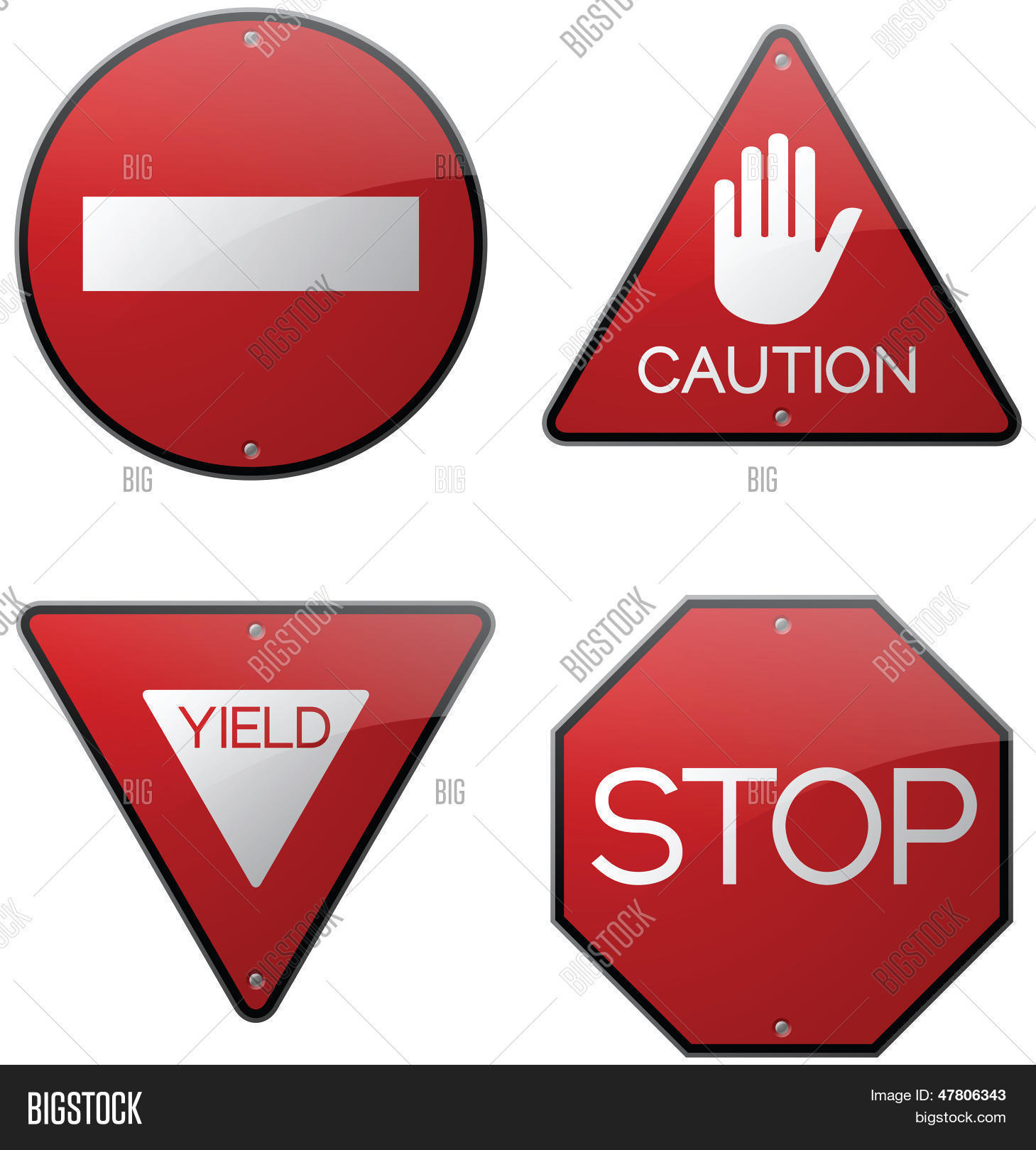 Caution Yield Stop Do Vector & Photo (Free Trial) | Bigstock