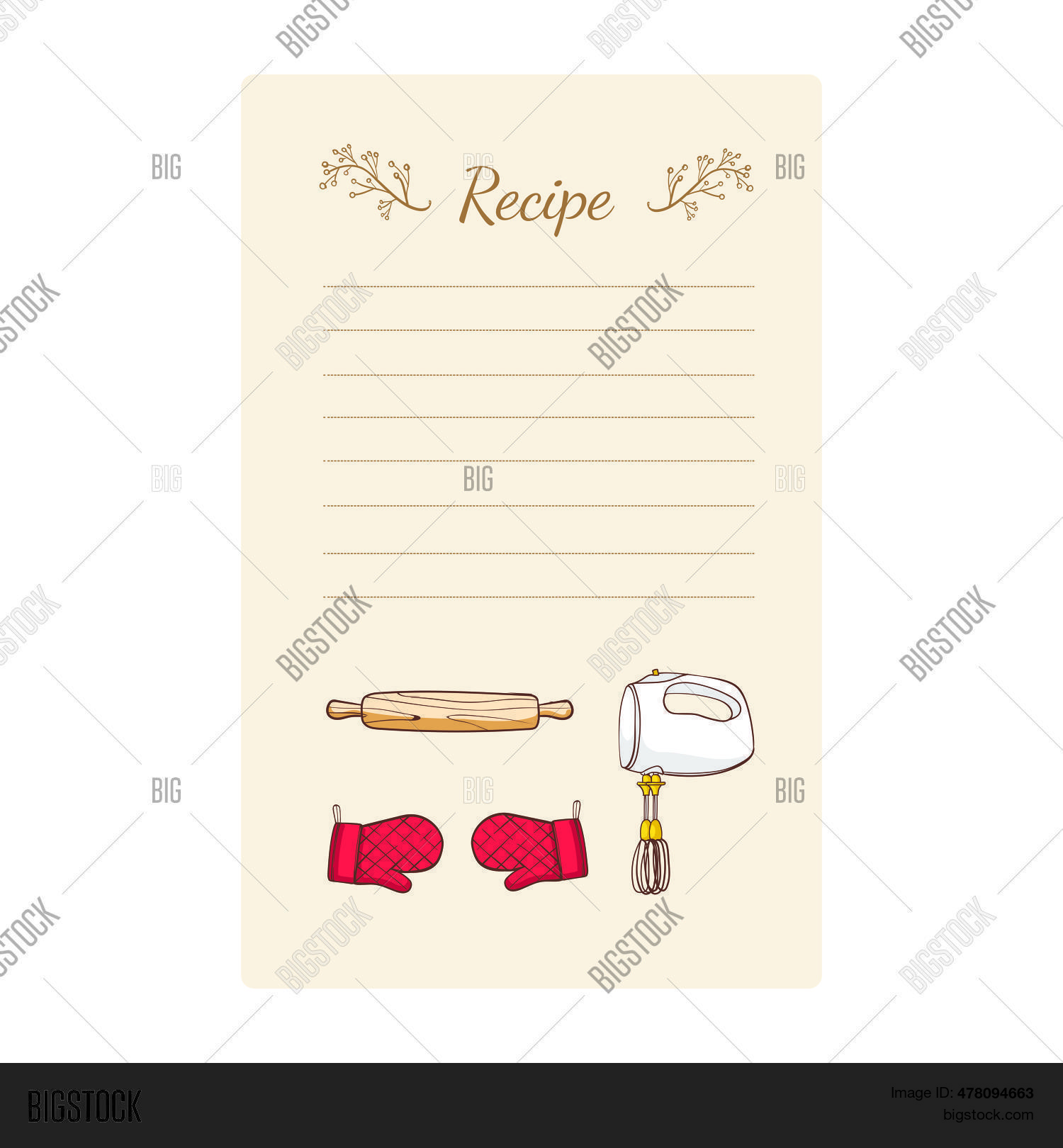 Recipe Card Template Vector & Photo (Free Trial) | Bigstock
