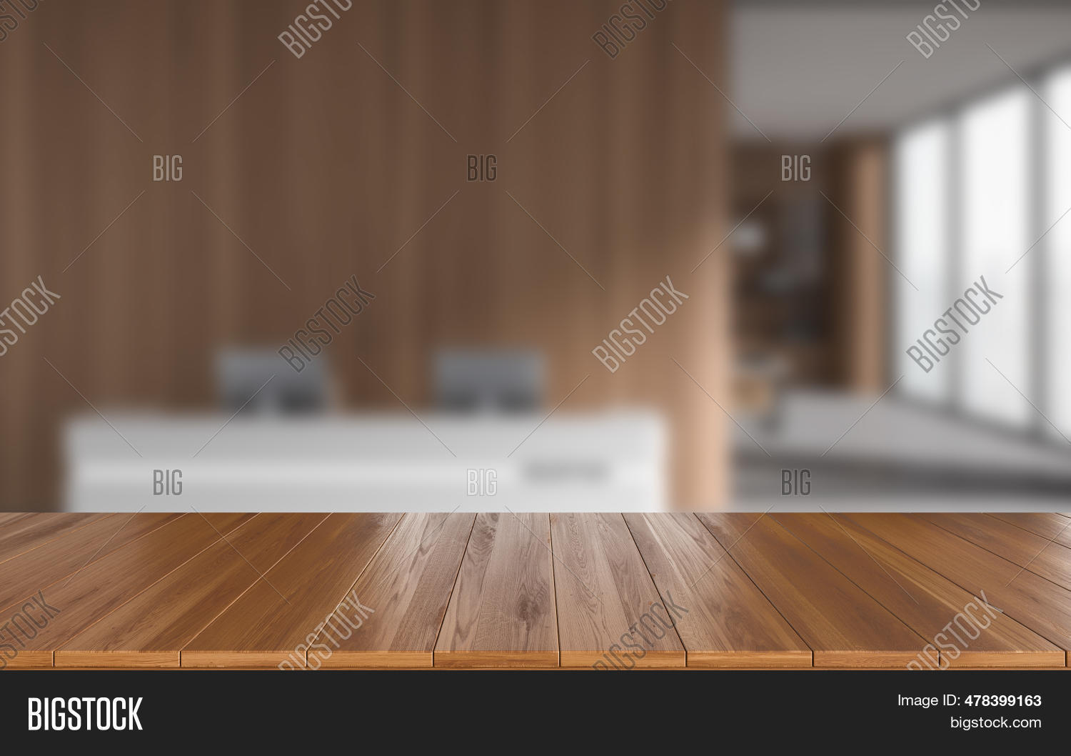 Mock Empty Wooden Desk Image & Photo (Free Trial) | Bigstock