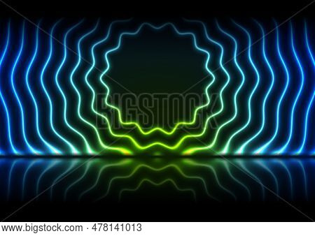 Blue Green Neon Wavy Vector & Photo (Free Trial) | Bigstock