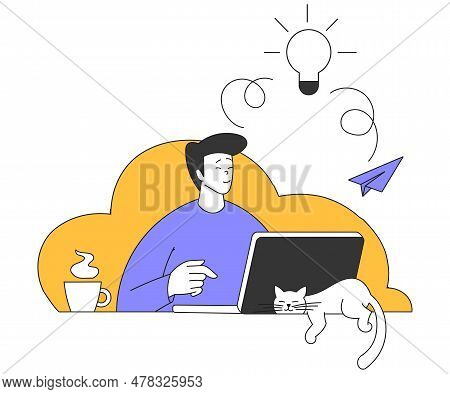 Teleworking Young Man Vector & Photo (Free Trial) | Bigstock
