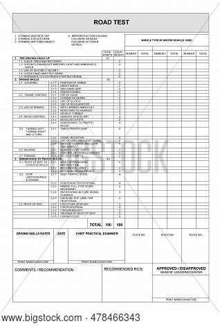 Road Test Score Sheet Image & Photo (Free Trial) | Bigstock