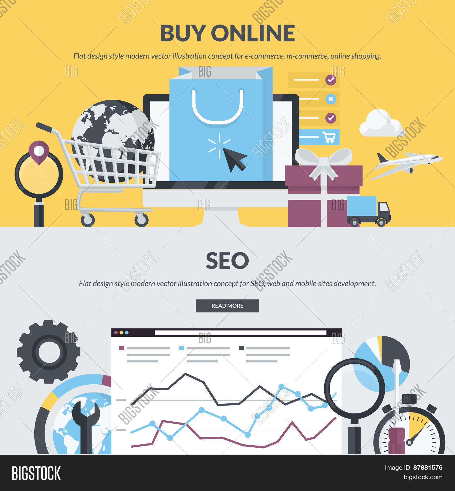 Set Flat Design Style Vector & Photo (Free Trial) | Bigstock