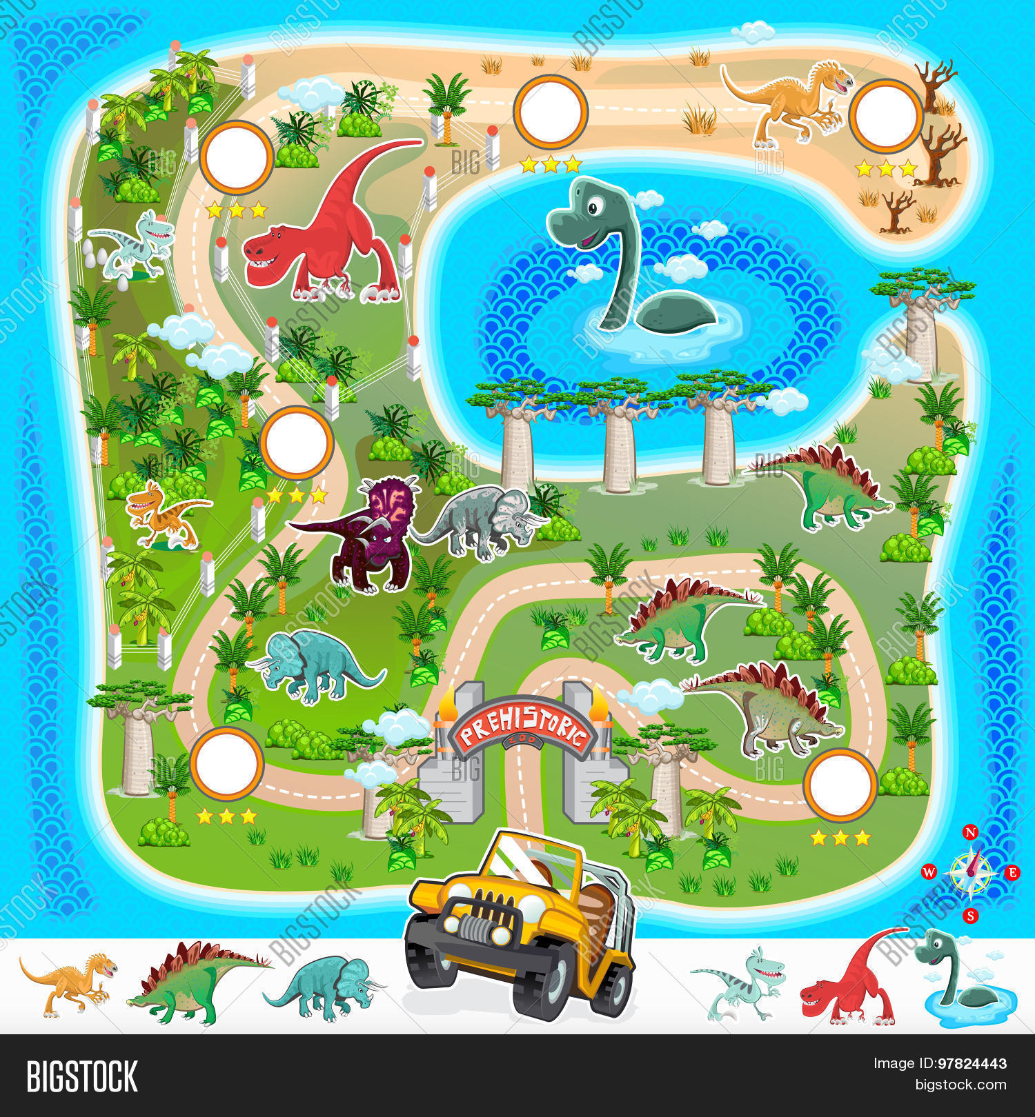 Vector y foto Prehistoric Zoo Map (prueba gratis) | Bigstock