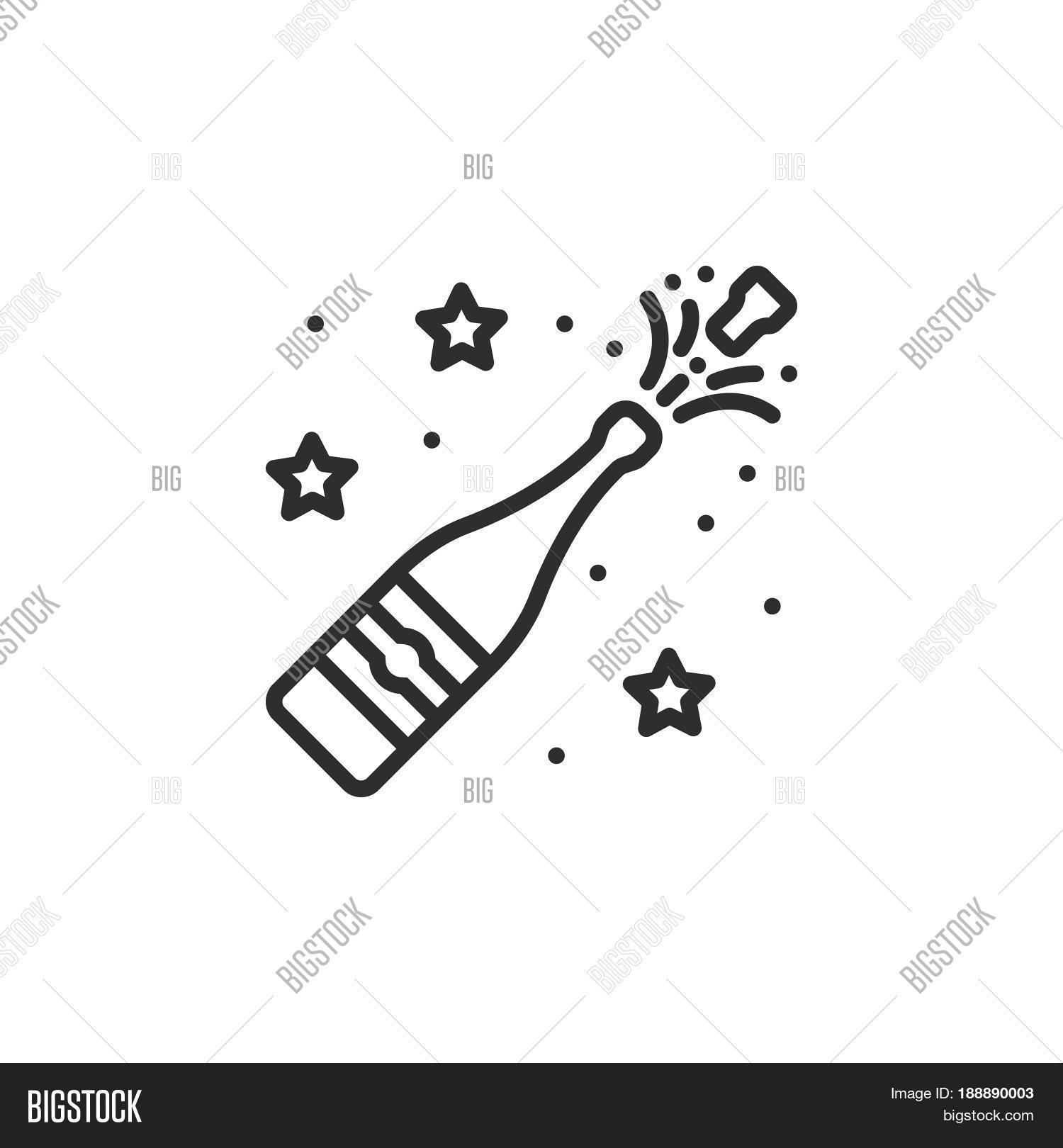 Champagne Pop Line Vector & Photo (Free Trial) | Bigstock