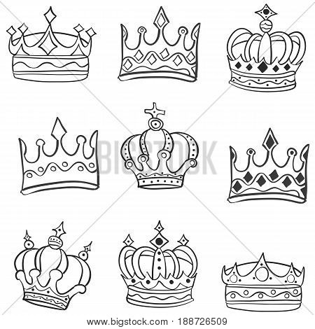 Doodle Various Crowns Vector & Photo (Free Trial) | Bigstock