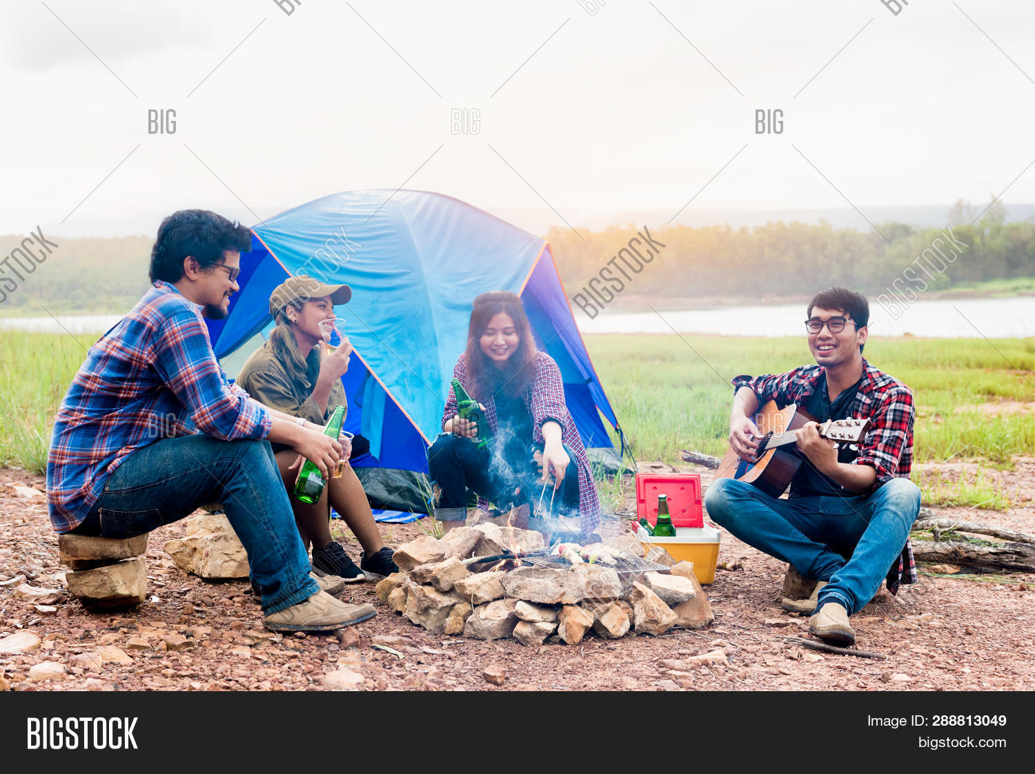 Happy Friends Camping Image & Photo (Free Trial) | Bigstock