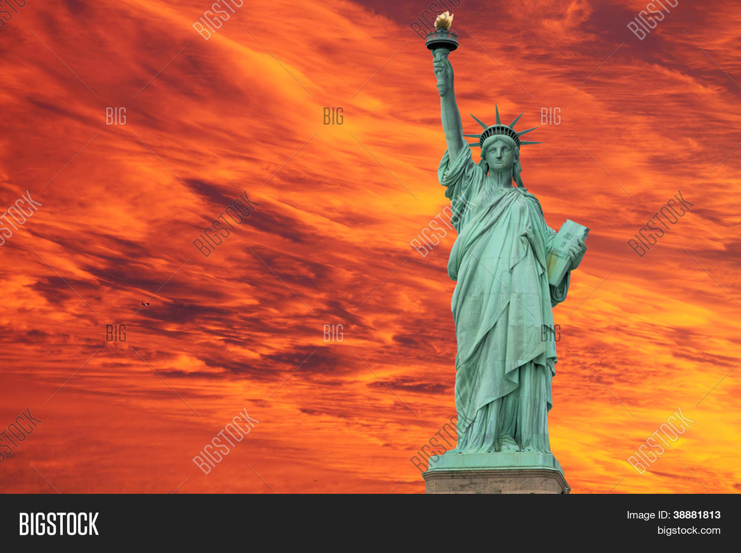 Statue Of Liberty At Sunset