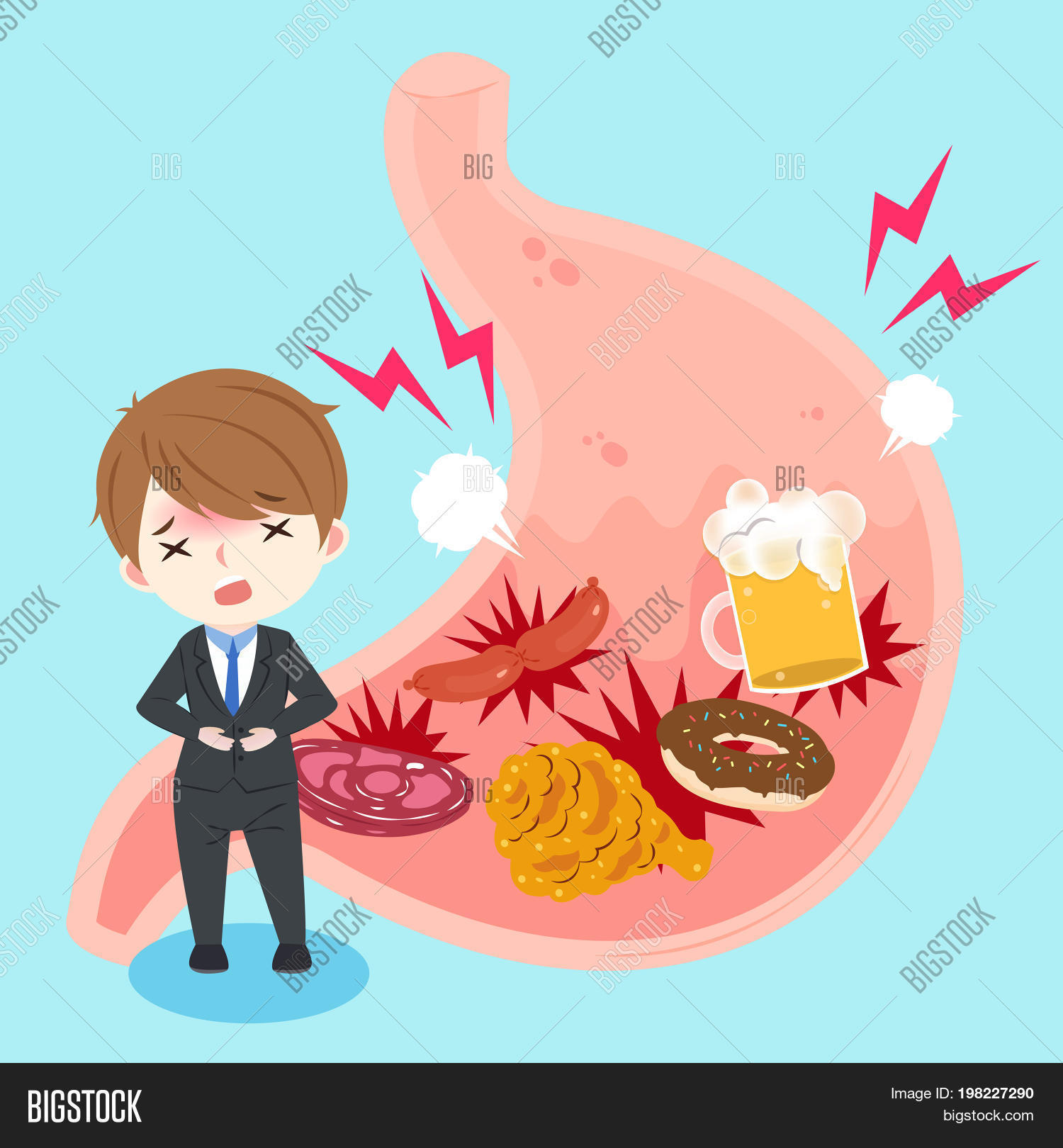 Businessman Heartburn Vector & Photo (Free Trial) | Bigstock