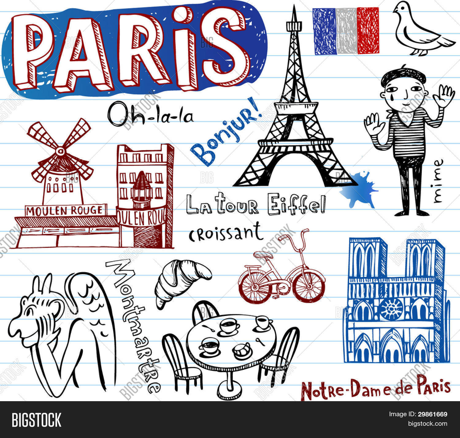 Symbols Paris Vector Vector & Photo (Free Trial) | Bigstock