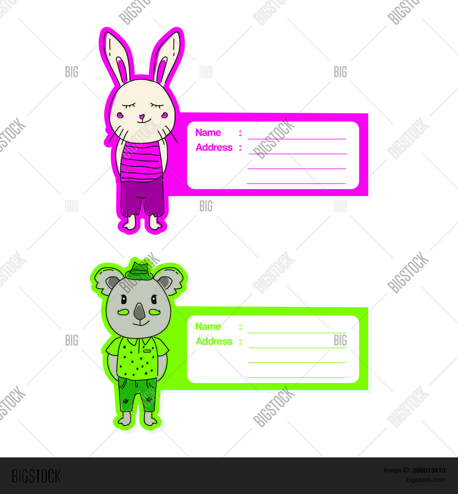 Cute Animal Label Vector & Photo (Free Trial) | Bigstock